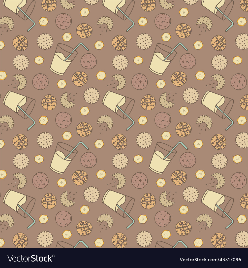 Hand drawn cookie pattern simple cute cookie flat Vector Image