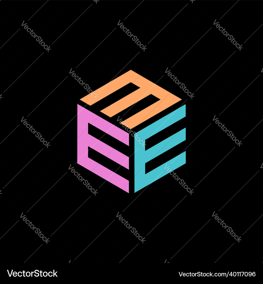 Hexagon logo with the letters mee design Vector Image