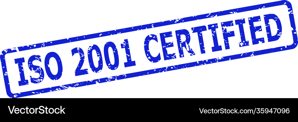 Iso 2001 certified seal with grunged texture Vector Image