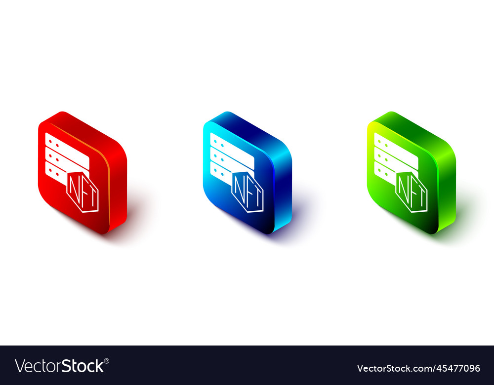 Isometric Nft Blockchain Technology Icon Isolated Vector Image