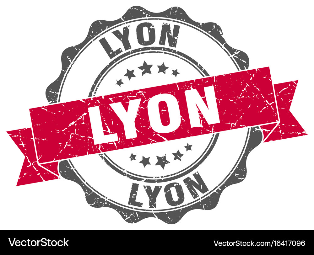 Lyon round ribbon seal Royalty Free Vector Image