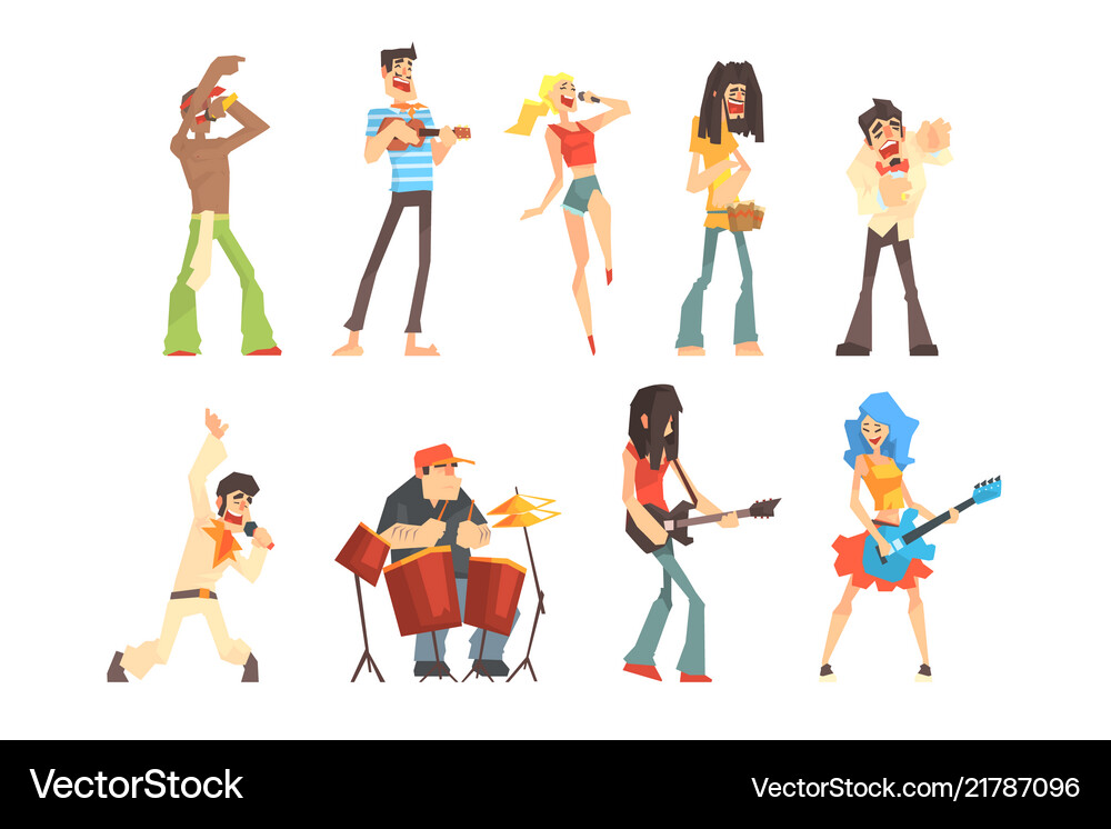 Musicians and singers different music styles Vector Image