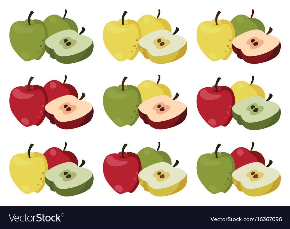 Set multi-colored apples Royalty Free Vector Image