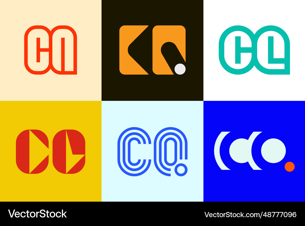 Set of letter cq logos Royalty Free Vector Image