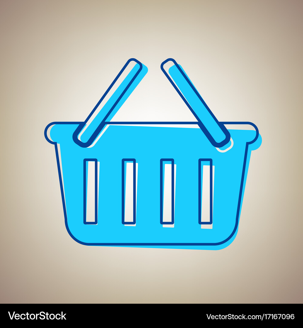 Shopping basket sign sky blue icon Royalty Free Vector Image