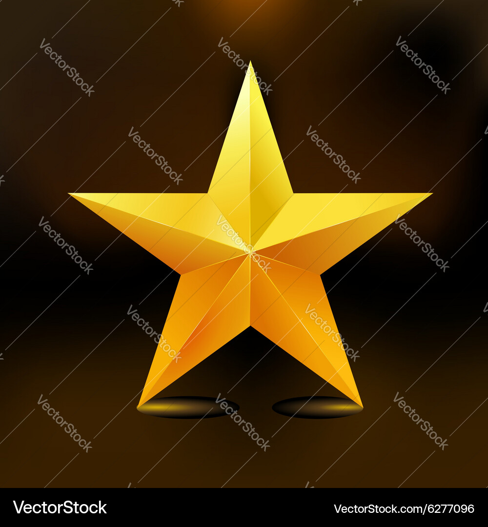 Single golden star shine on dark background Vector Image