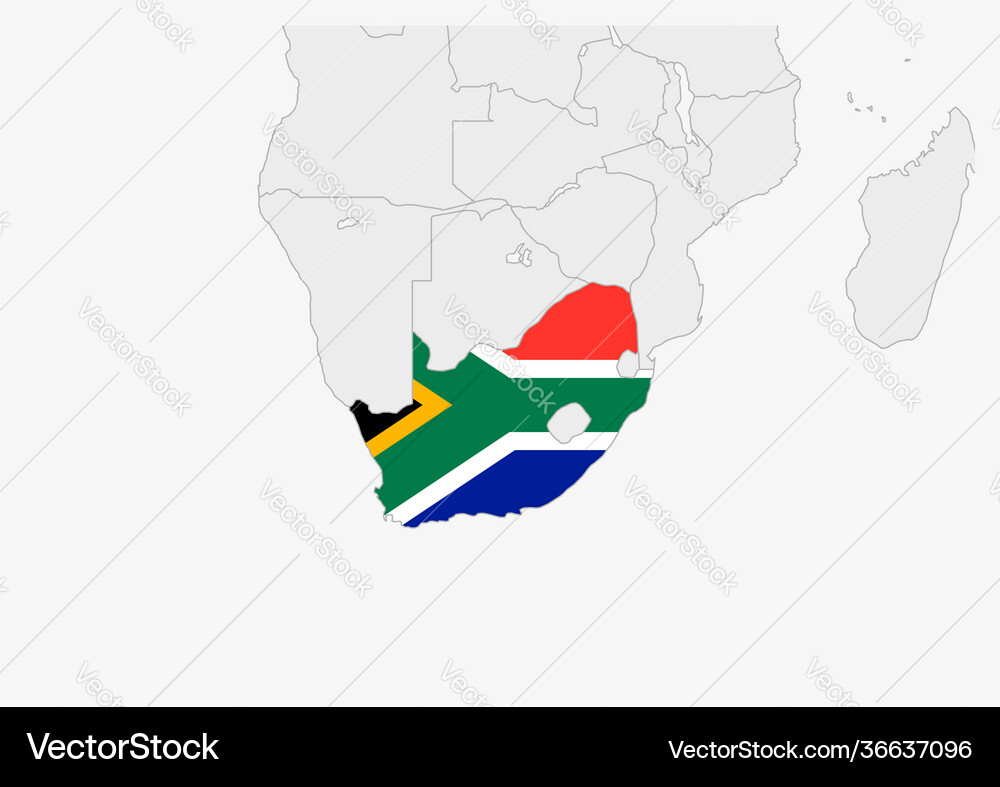 South africa map highlighted in flag Royalty Free Vector