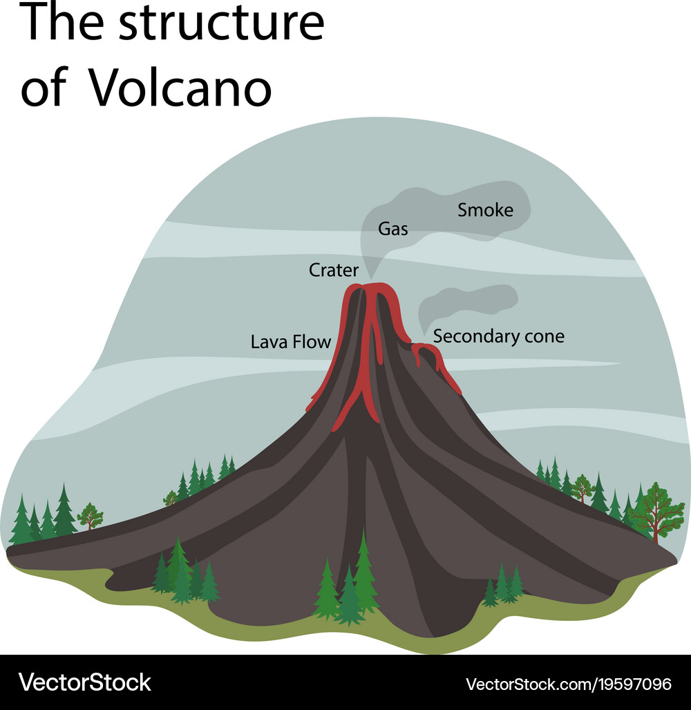 The structure of the volcano Royalty Free Vector Image