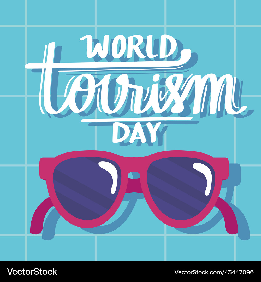 Tourism day lettering Royalty Free Vector Image