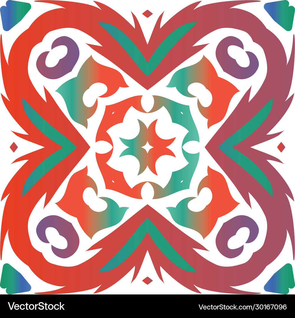 Traditional ornate motive in ceramic tile Vector Image