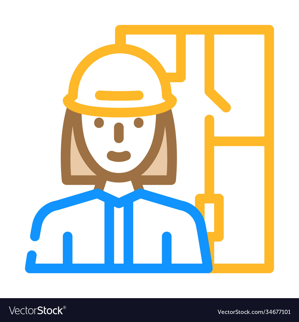 Architect woman job color icon Royalty Free Vector Image