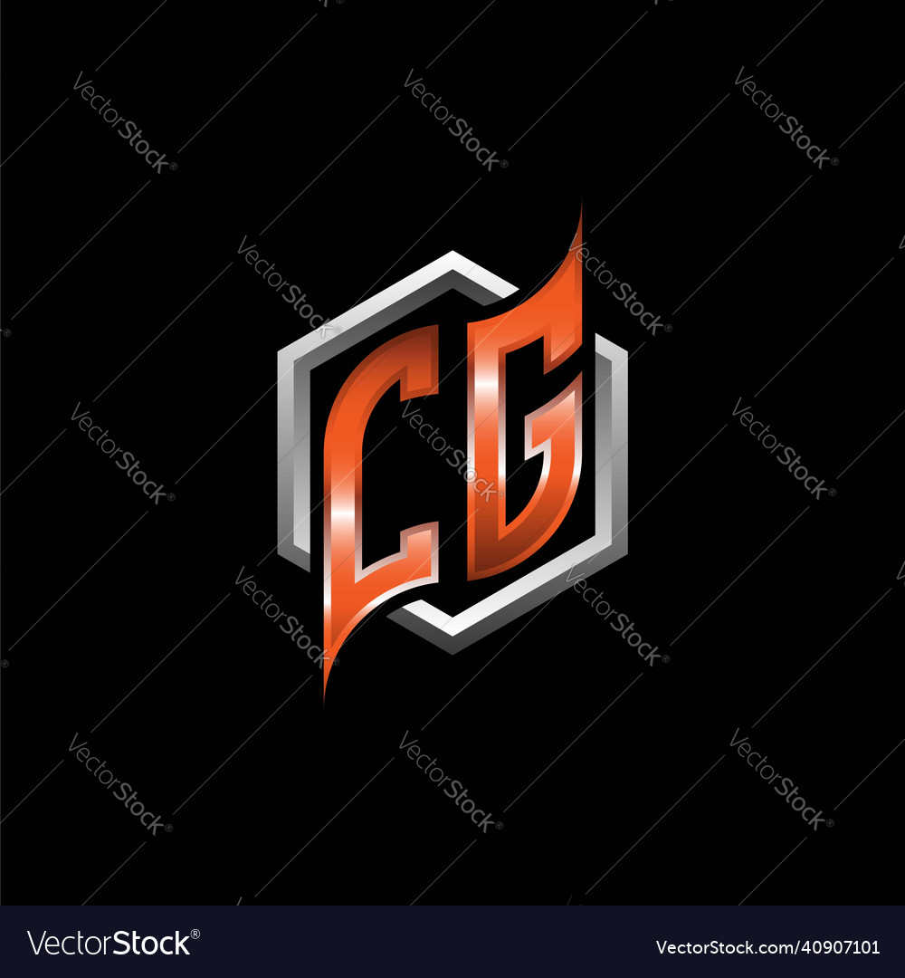Cg monogram geometric orange with hexagonal Vector Image