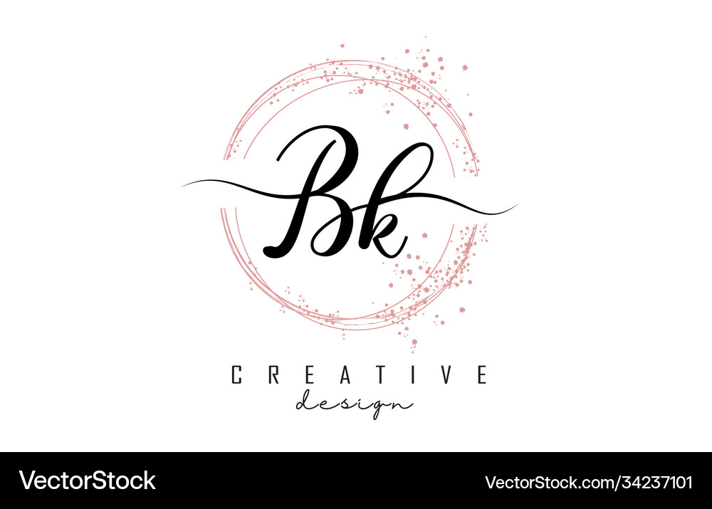 Handwritten bk b k letter logo with sparkling Vector Image