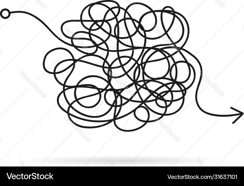 Messy line like finding a solution Royalty Free Vector Image