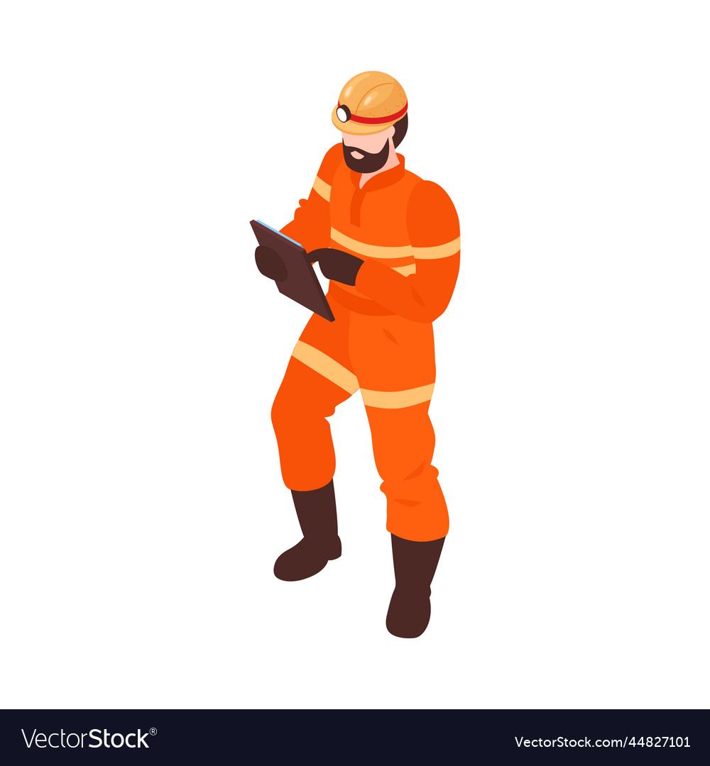 Mining engineer isometric composition Royalty Free Vector