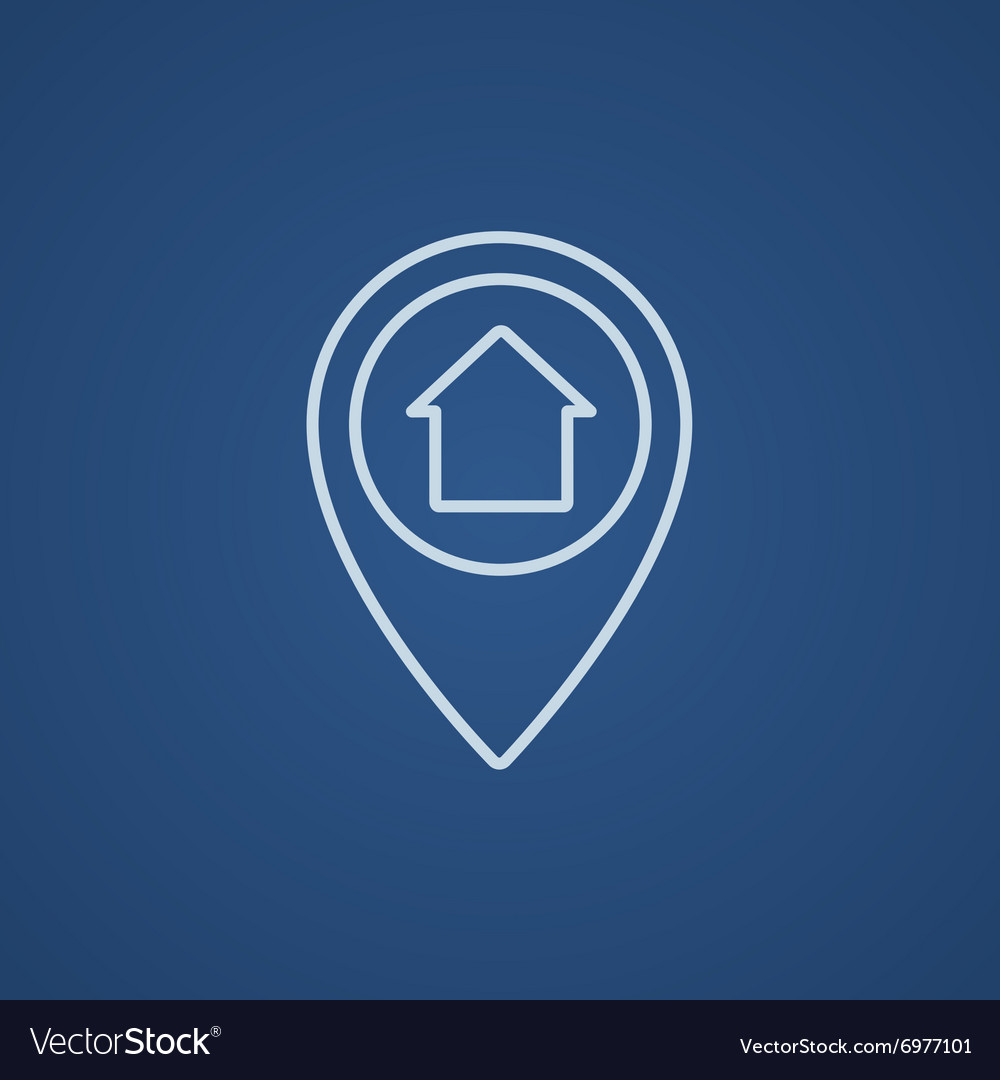 Pointer with house inside line icon Royalty Free Vector