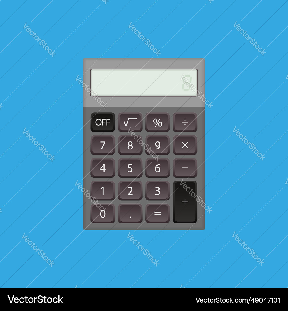 Realistic calculator in dark gray color Royalty Free Vector