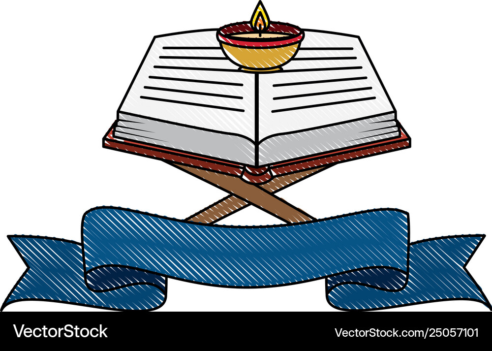 Sacred book with candles religious icon Royalty Free Vector