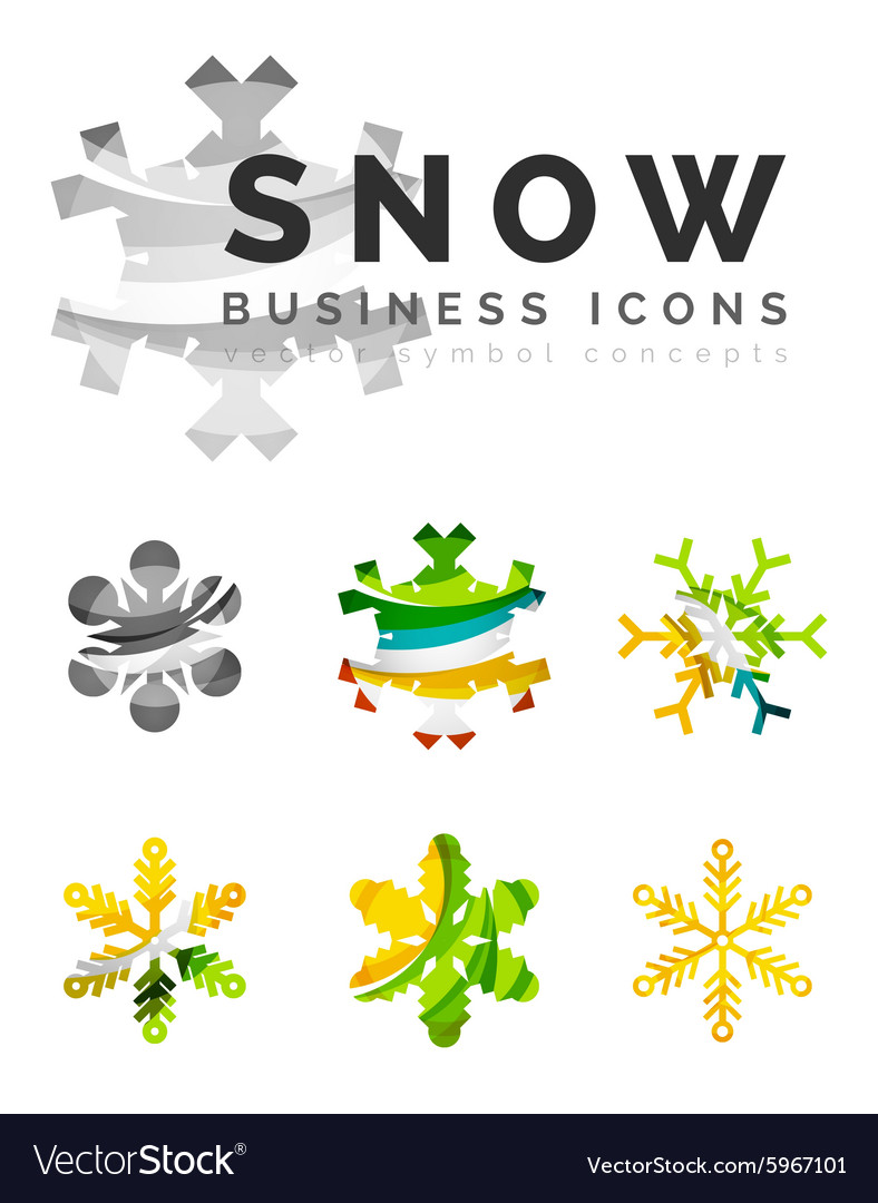 Set of abstract colorful snowflake logo icons Vector Image