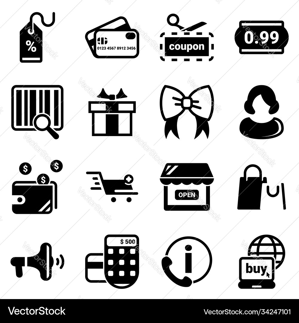 Set simple icons on a theme shopping trade Vector Image