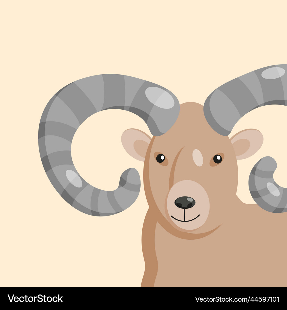 Urial ram cartoon character with big horns Vector Image