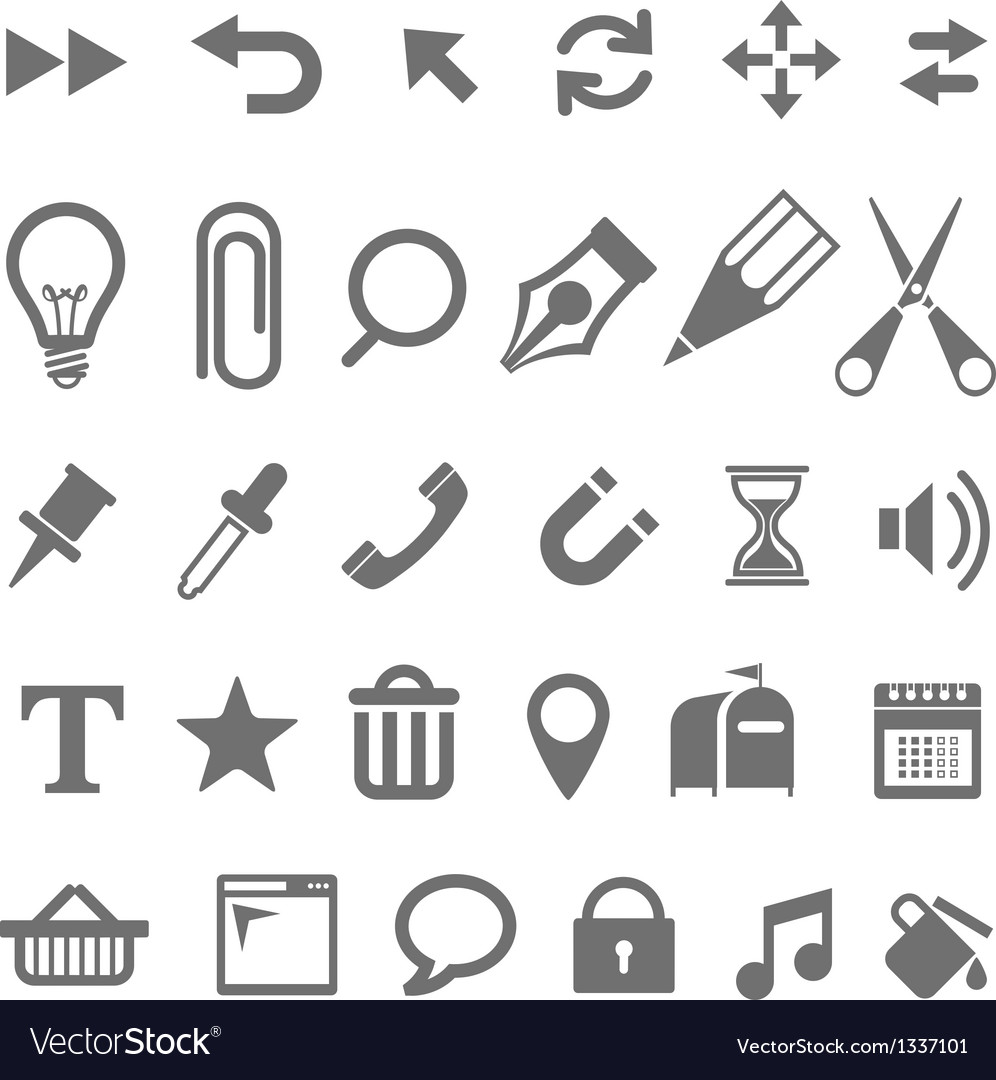 Web interface tools signs isolated on white Vector Image