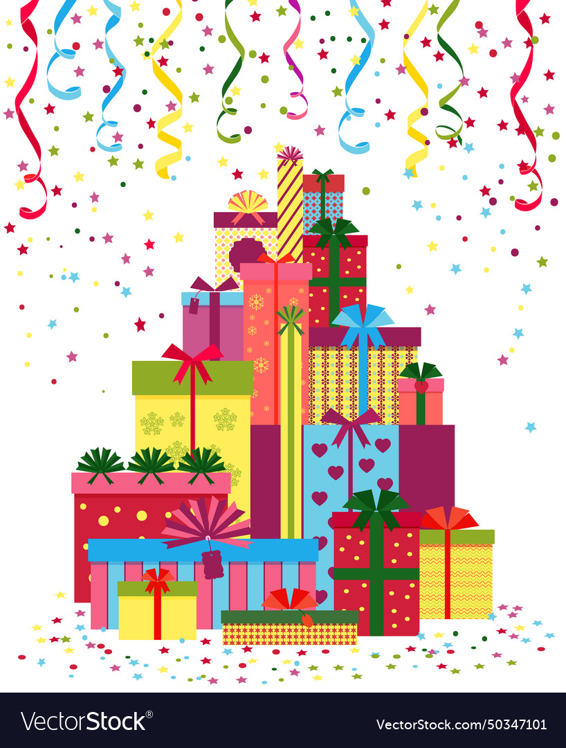 Wrapped presents or gift boxes stack Royalty Free Vector