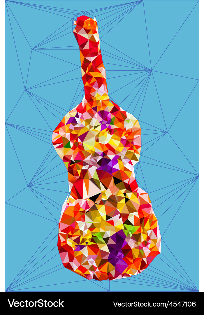 Abstract vivid colorful polygonal guitar shape Vector Image