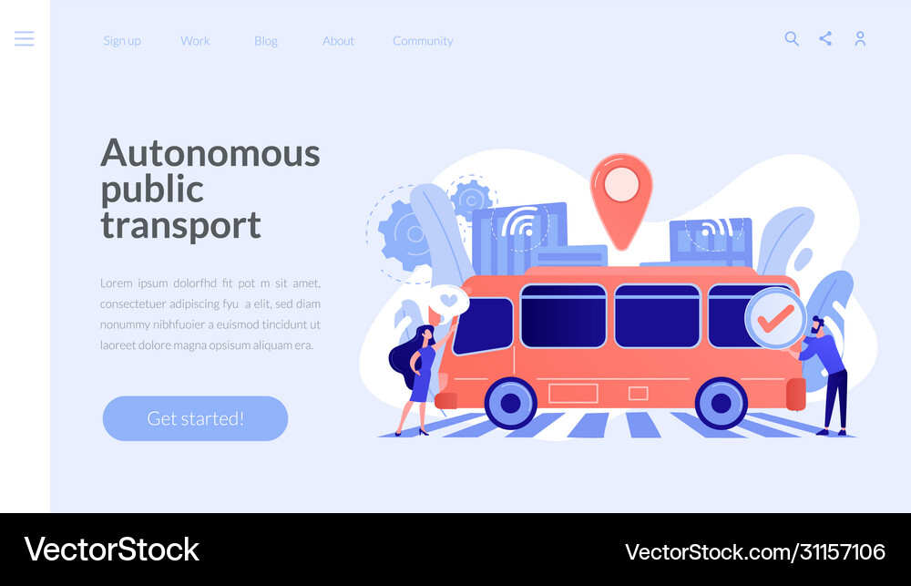 Autonomous public transport concept landing page Vector Image