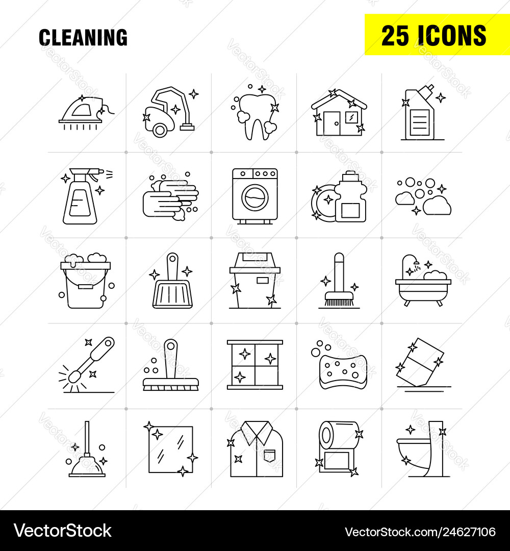 Cleaning line icons set for infographics mobile Vector Image