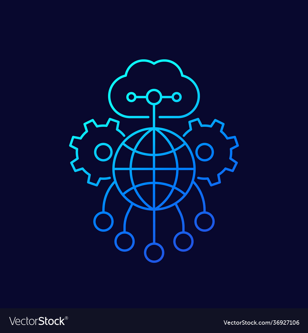 Cloud network line icon on dark Royalty Free Vector Image Cloud network line icon on dark Royalty Free Vector Image