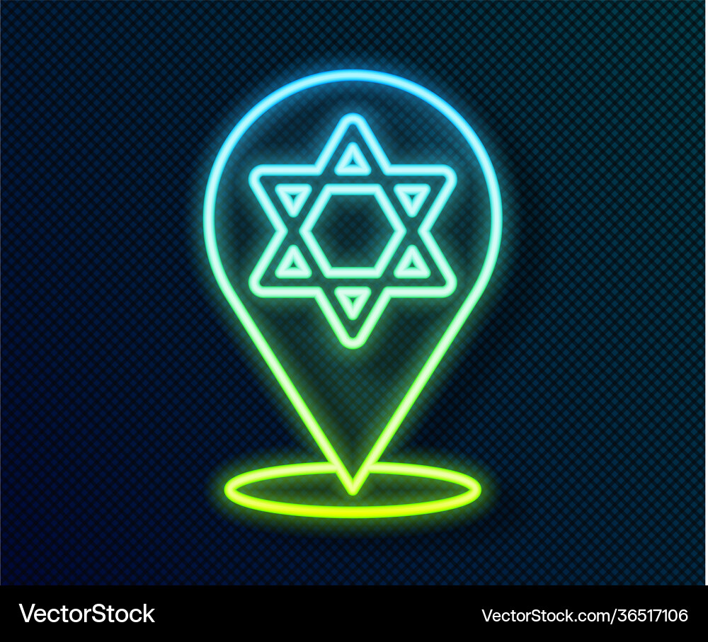 Glowing neon line star david icon isolated Vector Image