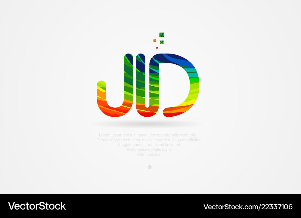 Jd j d rainbow colored alphabet letter logo Vector Image
