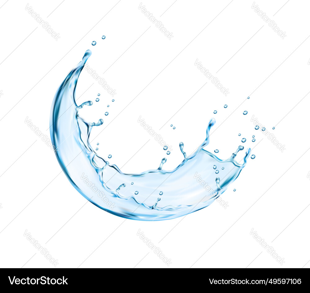 Liquid water wave splash transparent flow swirl Vector Image