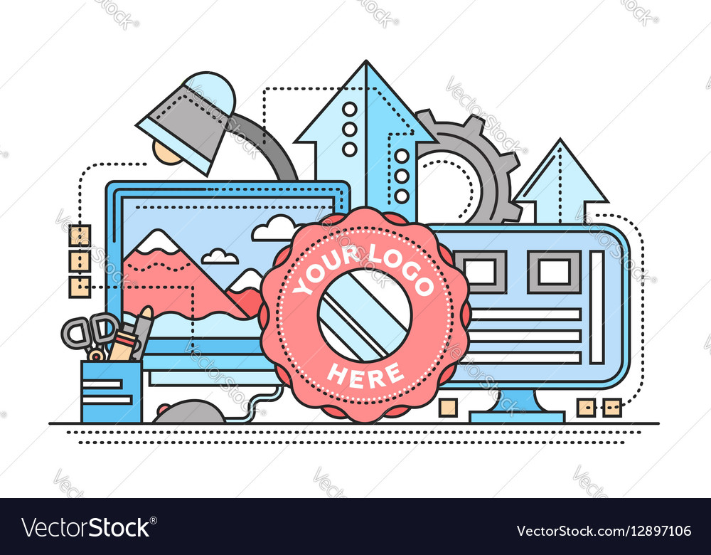 Logo template image processing - flat line design Vector Image