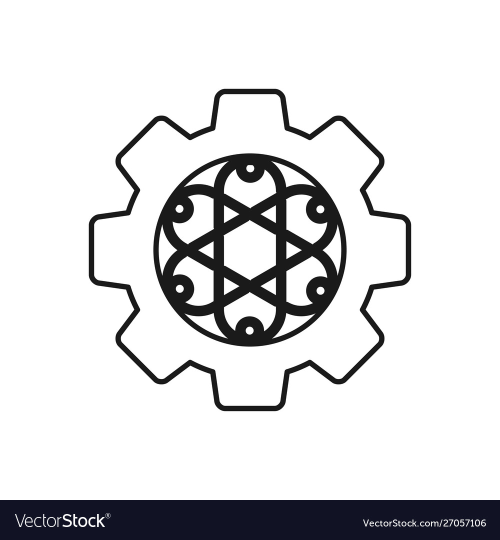Machine gear commitment teamwork together outline Vector Image