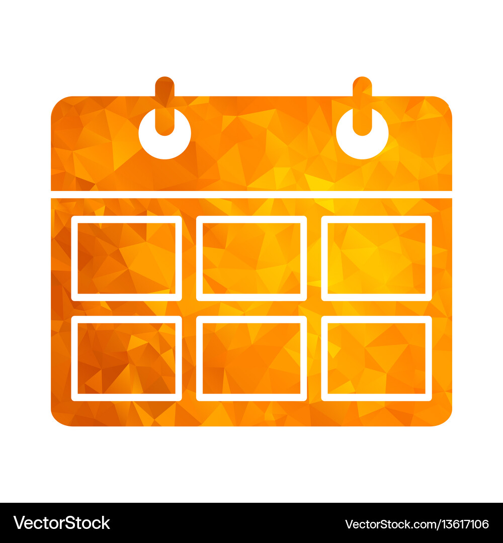 Polygon golden icon calendar Royalty Free Vector Image