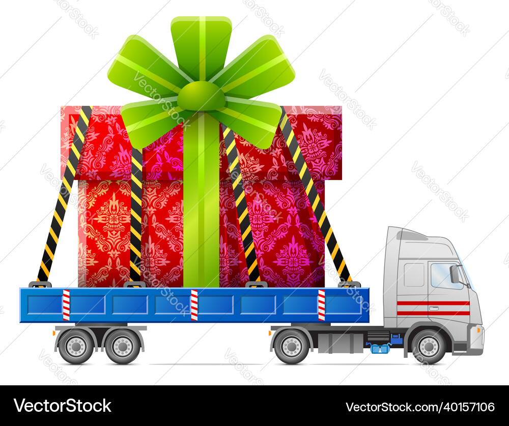 Road transportation of gift box Royalty Free Vector Image