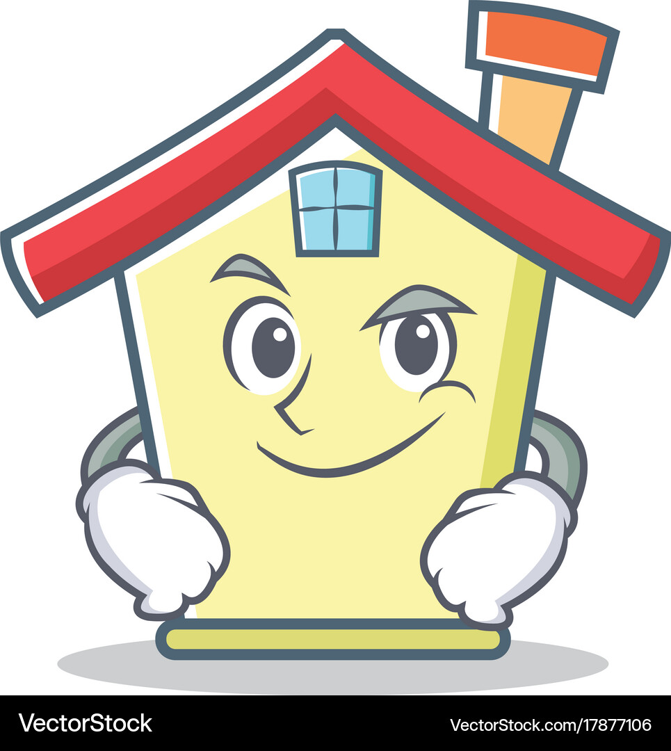 Smirking house character cartoon style Royalty Free Vector