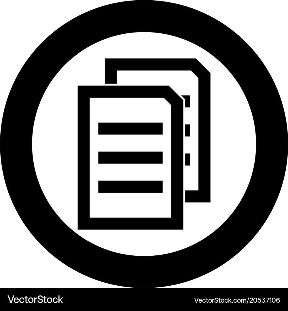 Two sheets of document black icon in circle Vector Image