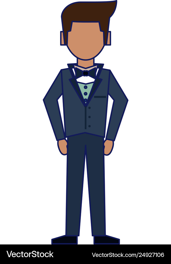 Wedding groom avatar faceless blue lines Vector Image