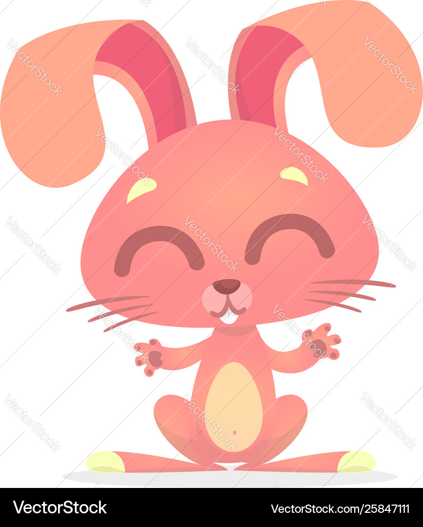 Cute cartoon pink rabbit farm animals Royalty Free Vector