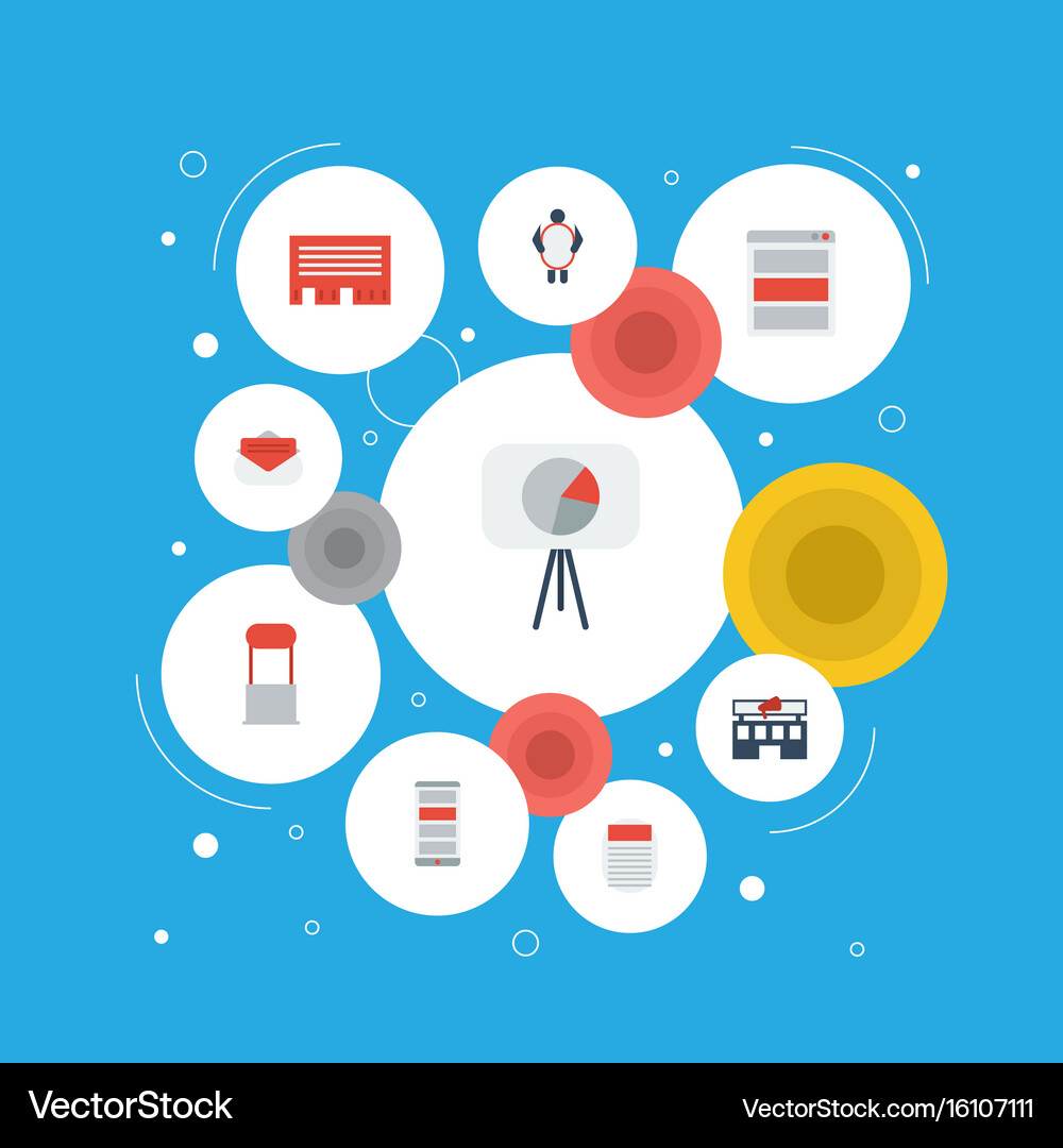 Flat icons letter message social media ads Vector Image