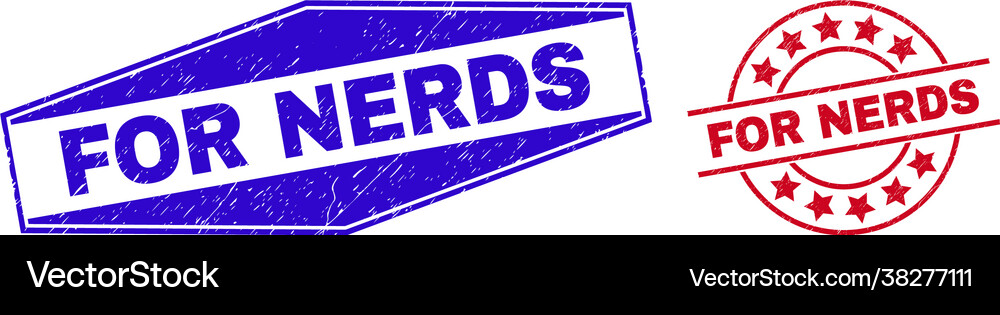 For nerds corroded seals in circle and hexagon Vector Image