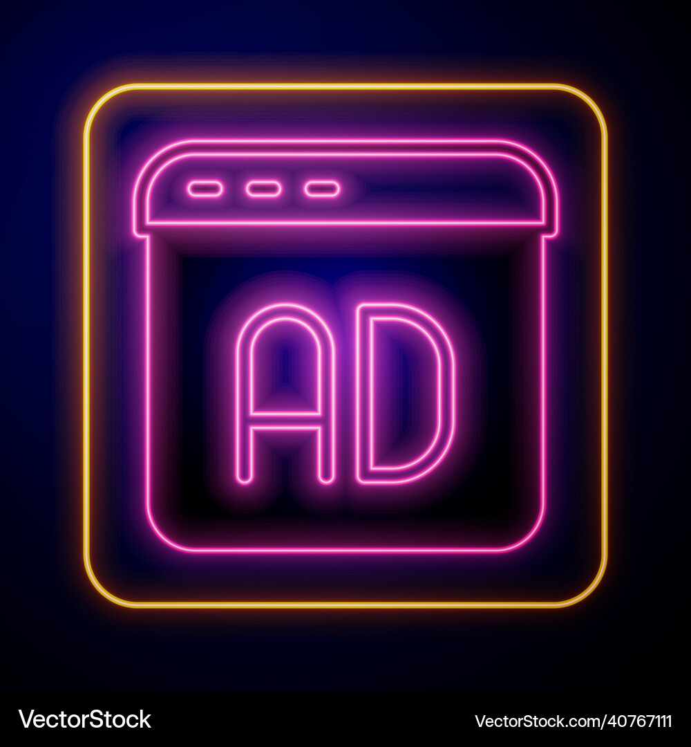 Glowing neon advertising icon isolated on black Vector Image