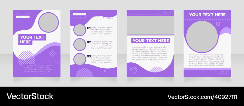 Insurance purple wavy blank brochure layout design