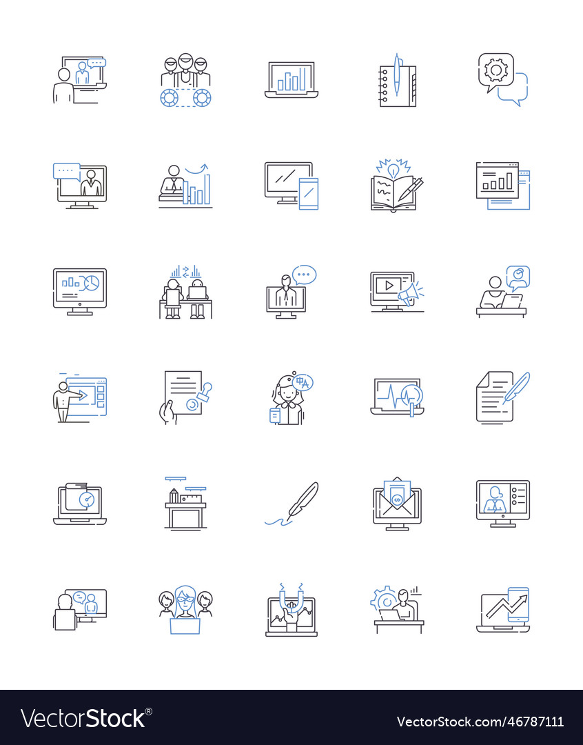 Operating line icons collection functioning Vector Image