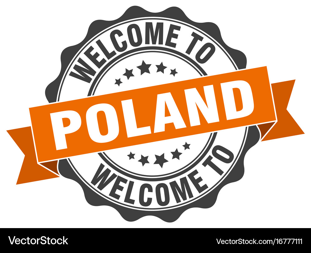 Poland round ribbon seal Royalty Free Vector Image