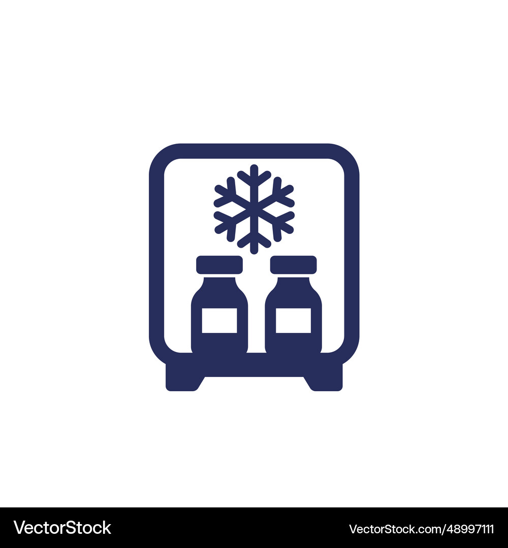 Vaccine in the fridge icon on white Royalty Free Vector