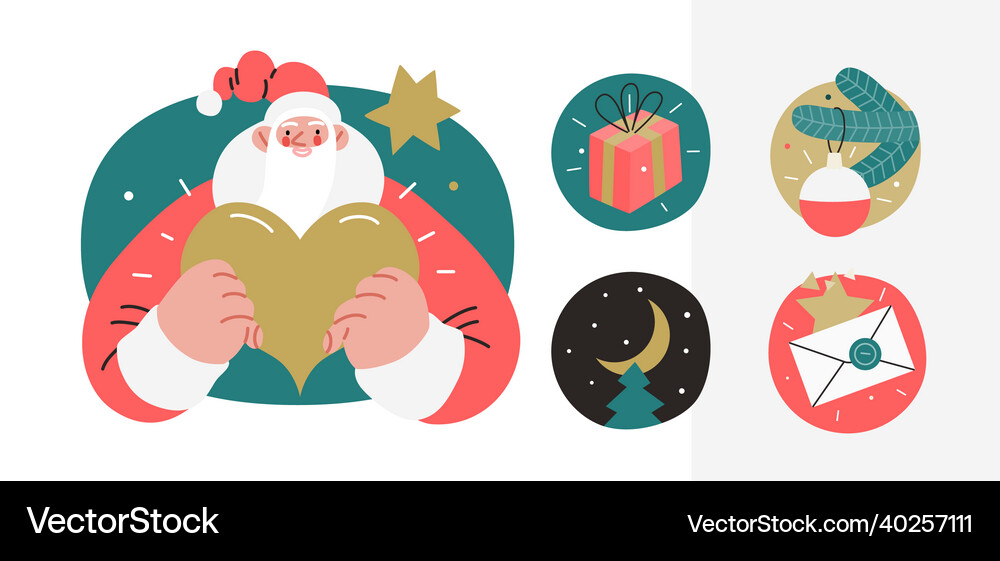 Web santa - icons set for corporative website Vector Image